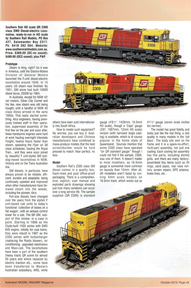 QLD / QR National / Aurizon 2300 Class Diesel Loco - Southern Rail Models